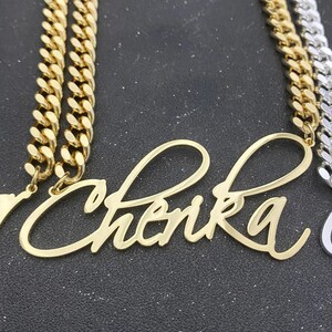 Thick Chain Name Necklace Custom Name Necklace Thick Chain - Etsy