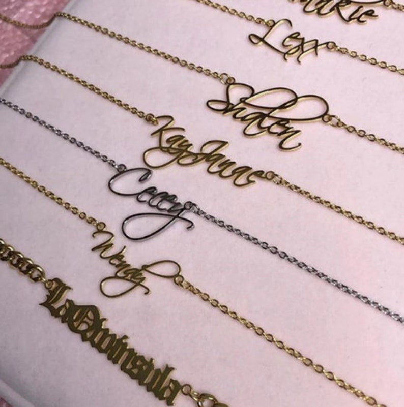 Thick Chain Name Necklace Custom Name Necklace Thick Chain - Etsy