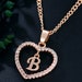 Rhinestone Heart Initial Necklace Initial Heart Pendent Necklace ...