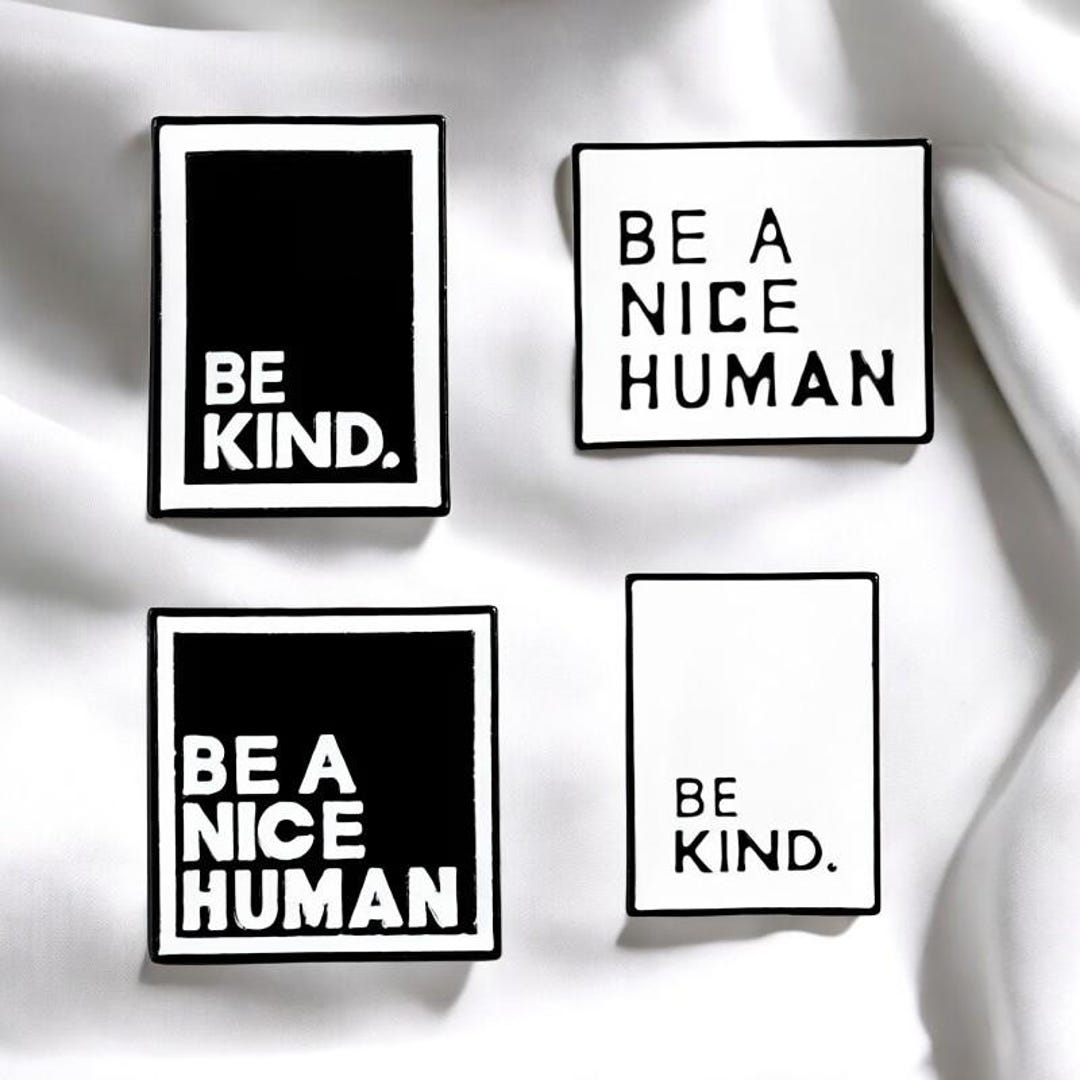 Be Kind & Be a Nice Human Enamel Pins Set Positive Message Pins ...