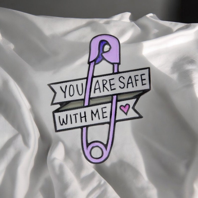 Safety Pin Enamel Pin You Are Safe With Me Purple Heart Pin Cute and ...
