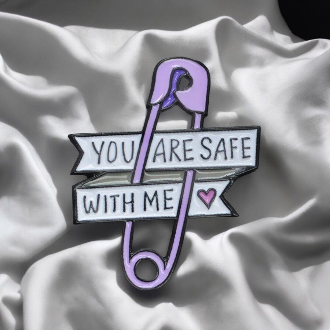 Safety Pin Enamel Pin You Are Safe With Me Purple Heart Pin Cute And Meaningful T Mental