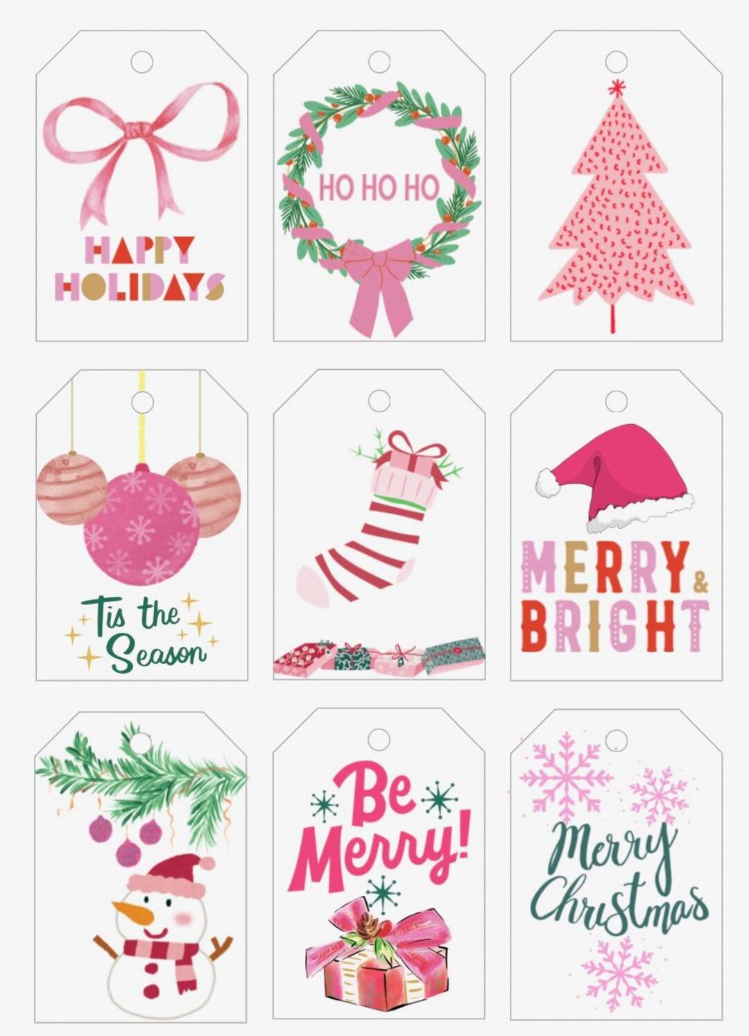 Pink Christmas Gift Tags - Etsy