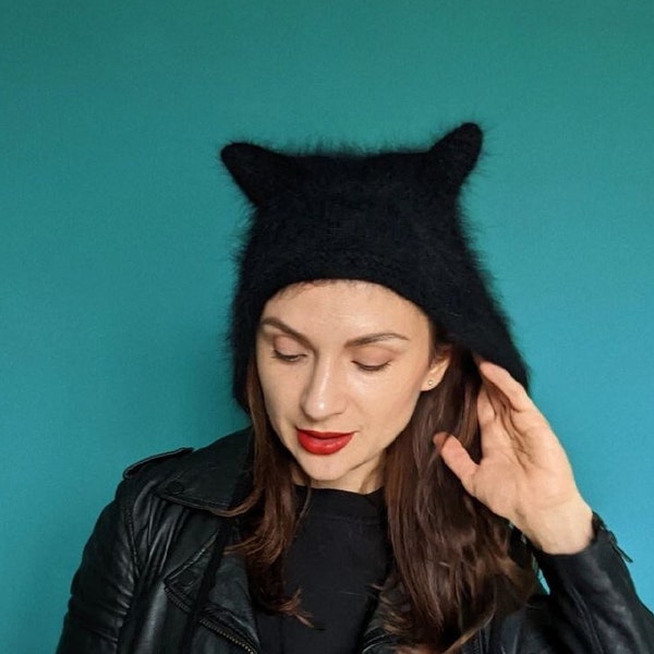 Knitted Cat Ear Hat - Etsy
