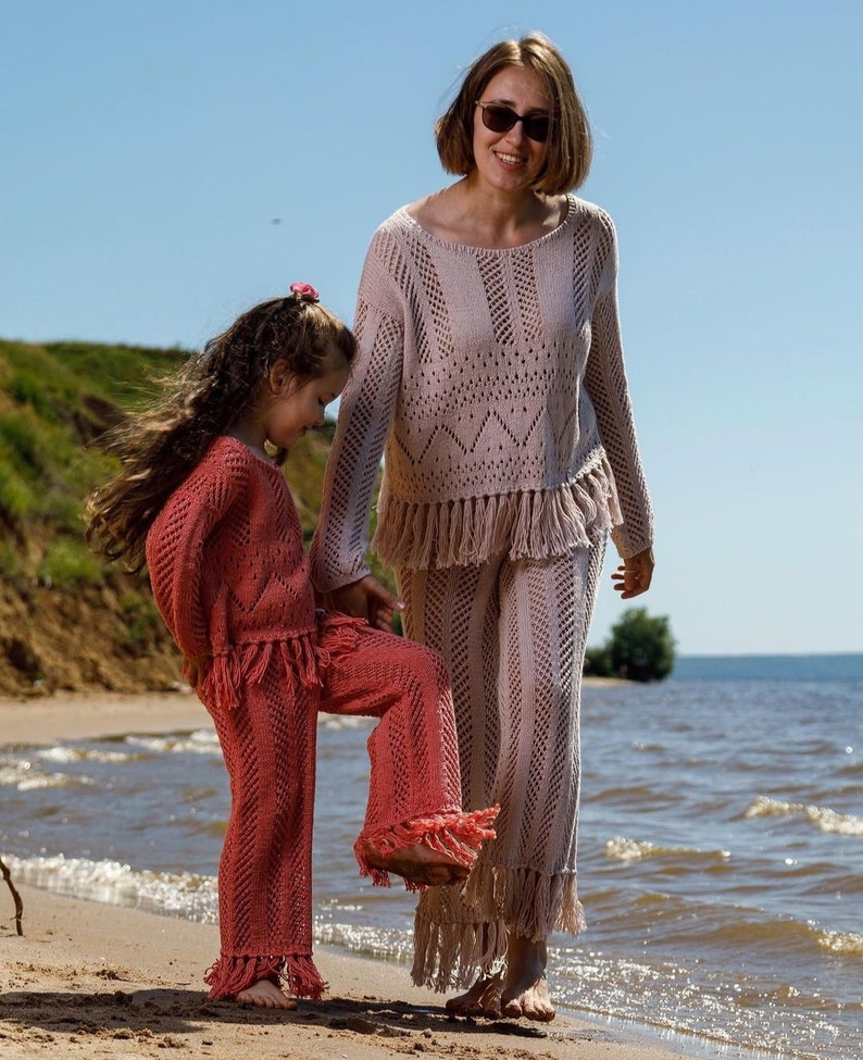 READY TO SHIP, Hand Knit Beach Pants, Women's Knitted Pants, Boho Hand ...