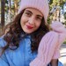 Knitted Hat Mittens Set, Pink Angora Hat, Fluffy Womens Hat, Winter Pom ...