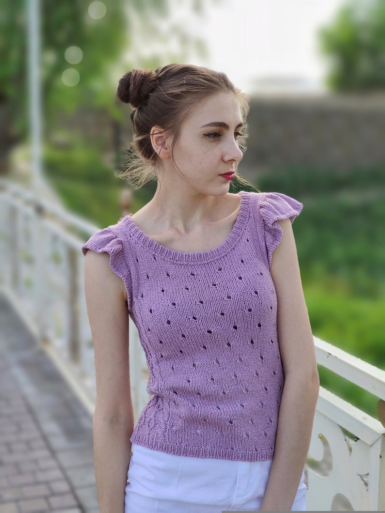 Linen Womens Knit Top, Sweet Knit Shirt, Cute Top, Spring Summer ...