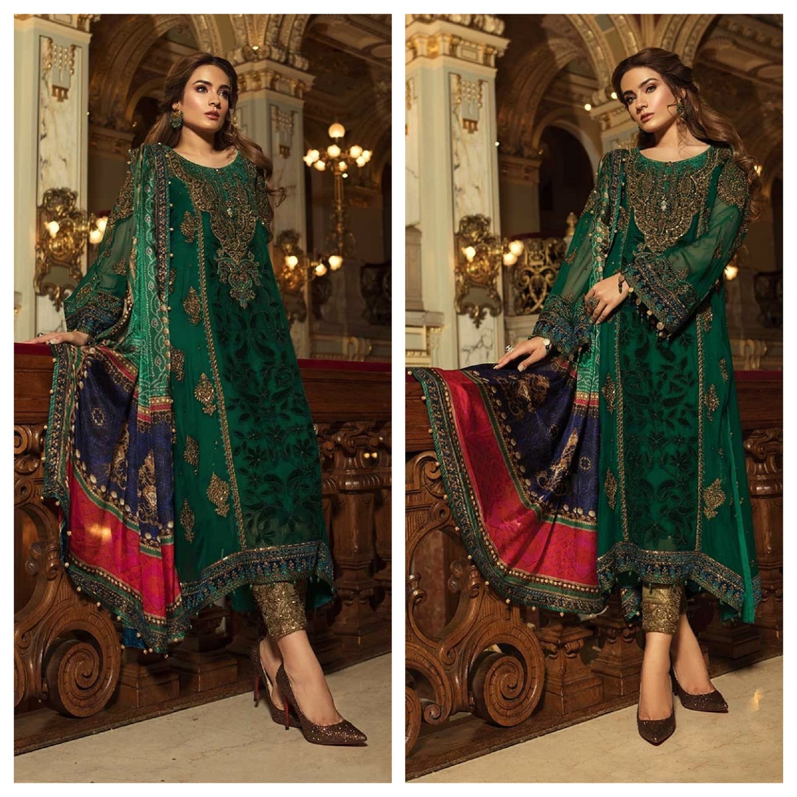 Embroidered Chiffon Shalwar Kameez: Pakistani Bridal Dress, Maria B ...