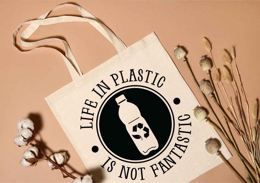 Life in Plastic Tote Bag Earth Day Gift Environmental Bag Reusable Bag ...