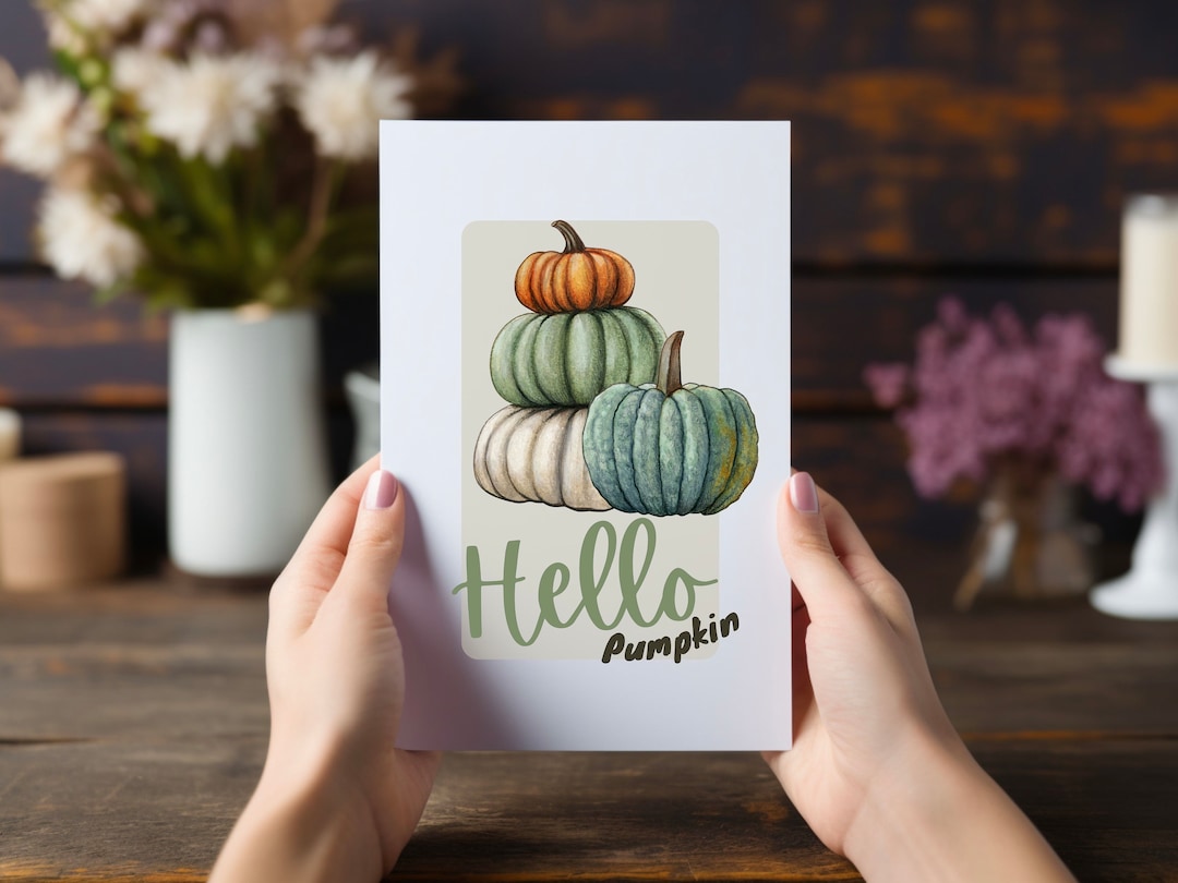 Hello Pumpkin Greetings Card Watercolour Card Pumpkin Card Illustrated ...