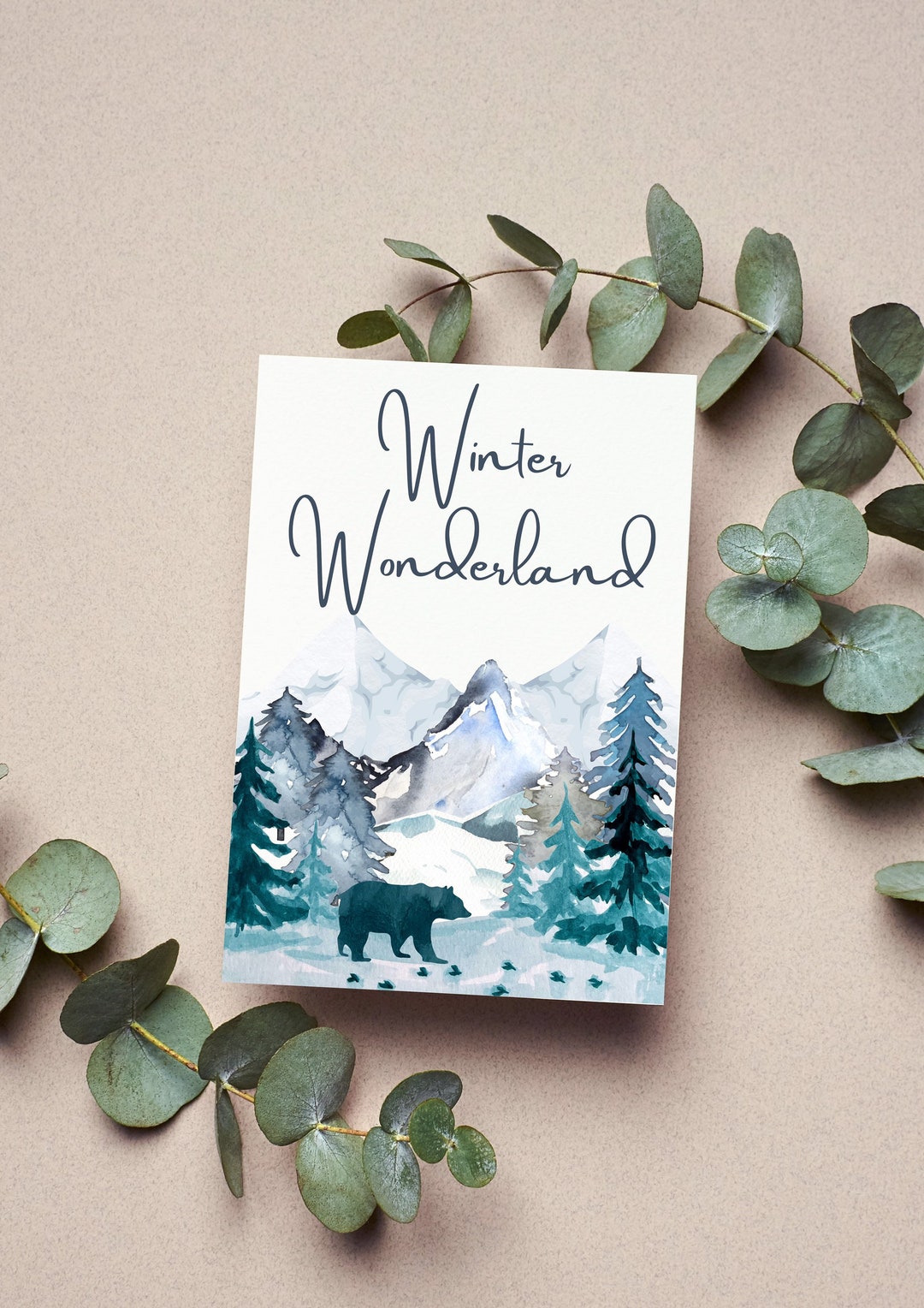 Winter Wonderland Christmas Card Classic Christmas Card Illustrated ...