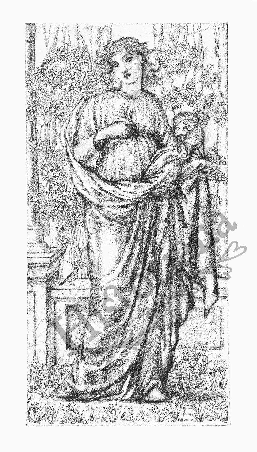 Colouring Page Pre-raphaelite Month of March Edward - Etsy