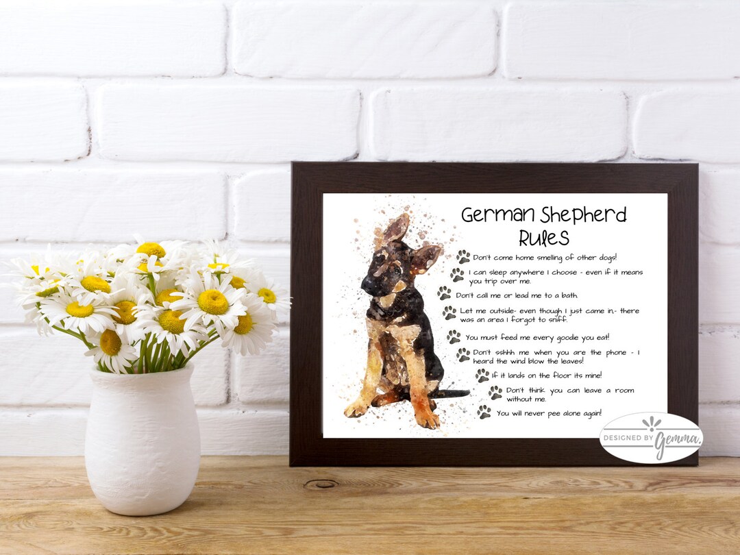 German Shepherd Rules, Digital Download Print, Dog Lover Print, INSTANT ...