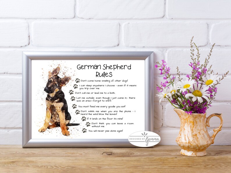 German Shepherd Rules, Digital Download Print, Dog Lover Print, INSTANT ...