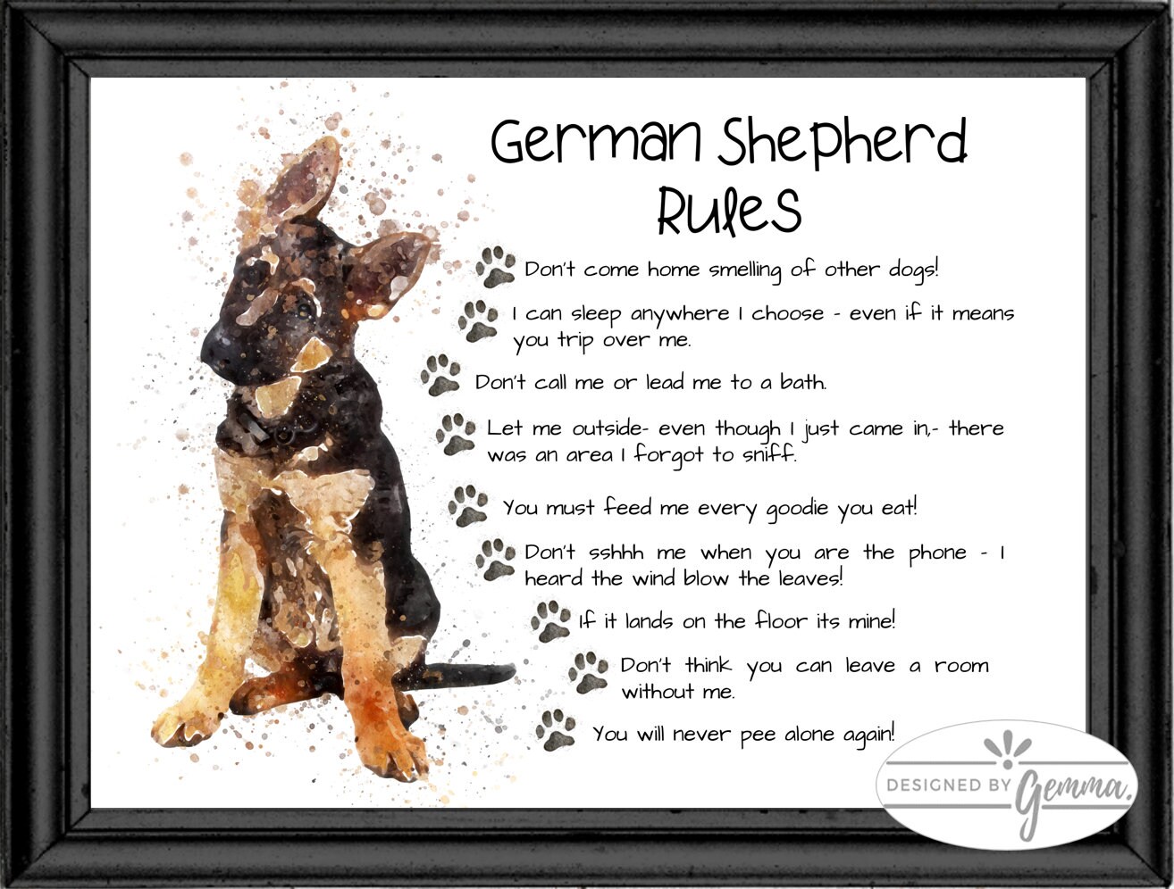 German Shepherd Rules, Digital Download Print, Dog Lover Print, INSTANT ...