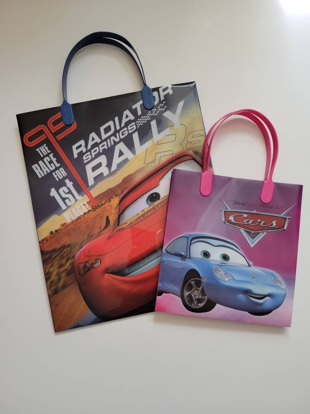CARS Plastic GIFT BAGS W/plastic Handles~new Lot of 2 Bags~reusable - Etsy