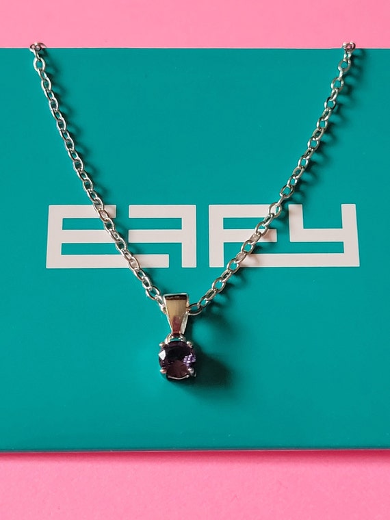 EFFY Amethyst colored Solitaire Pendant Necklacefebruary s Birthstone on an 18 inch Silverplated Chain W a Lobster Claw Closurenew W card Etsy