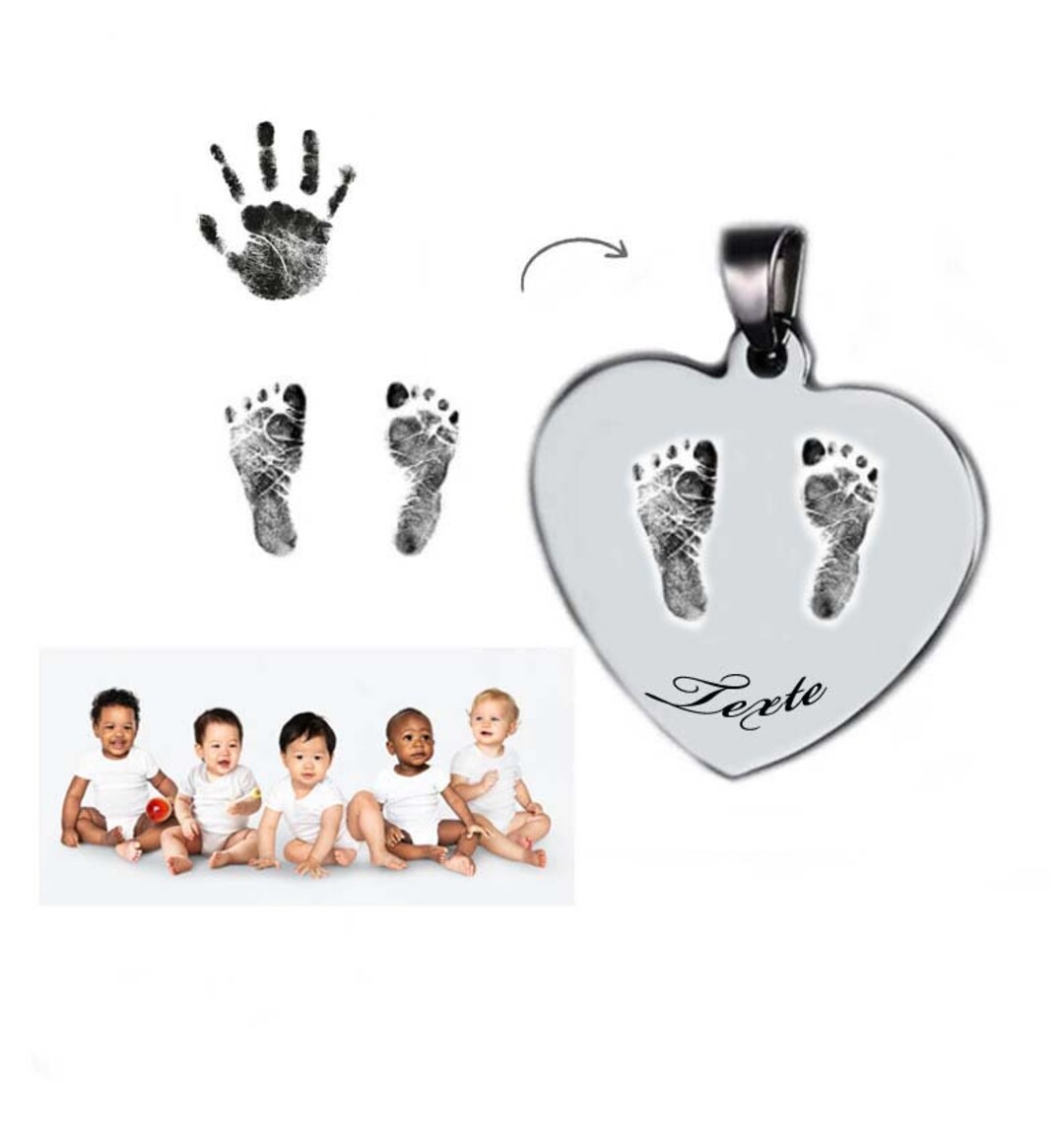 Customizable Heart MEDALS: Engraved With a Footprint(s), Hand(s) + Text ...