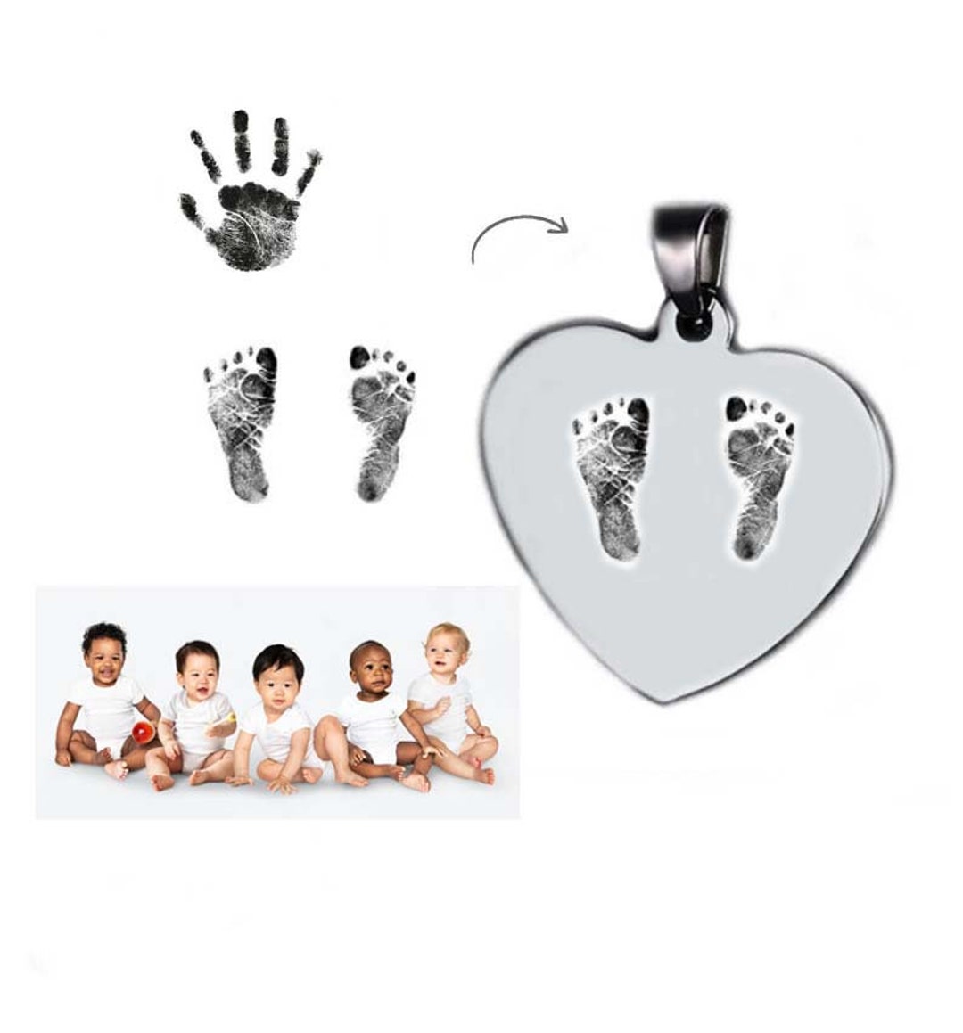Customizable Heart MEDALS: Engraved With a Footprint(s), Hand(s ...