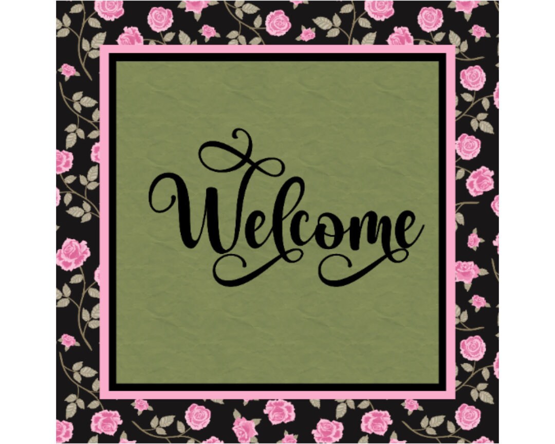 Pink Floral Welcome Sign, Spring Decor, Spring Sign, Floral Sign ...