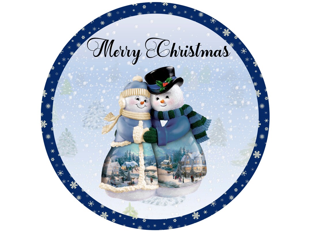 Round Snowman Sign, Winter Sign, Wreath Sign, Wreath Attachment ...