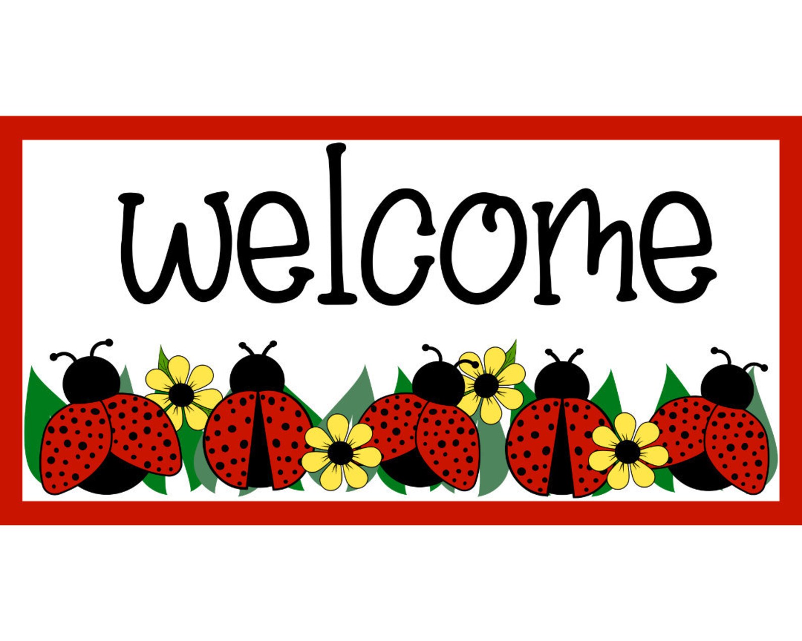 6x12 Welcome Ladybug Sign Front Door Decor Wreath Attachment - Etsy