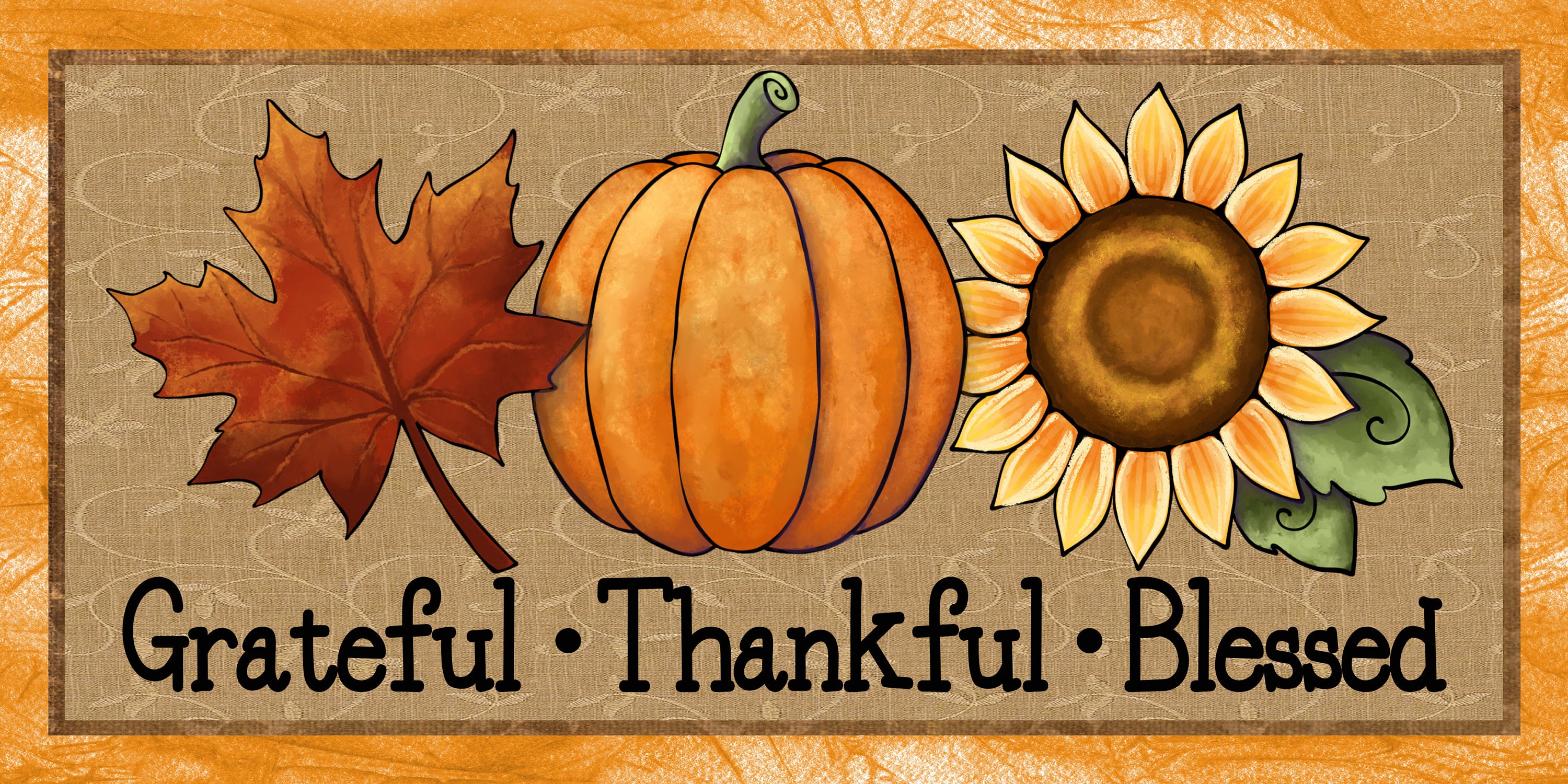 6X12 Greatful Thankful Blessed Fall Sign Fall Sign Pumpkin | Etsy