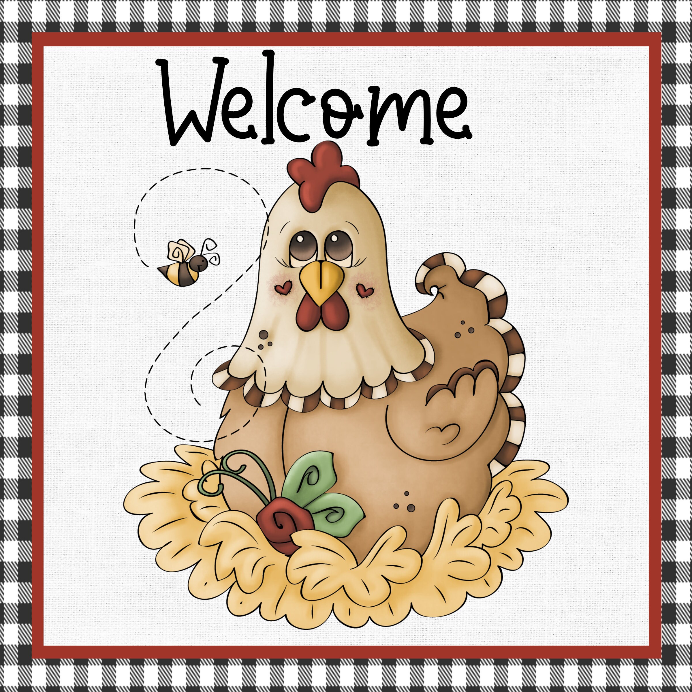 8X8 Welcome Chicken Sign Farmhouse Sign Wreath Sign Wreath - Etsy.de