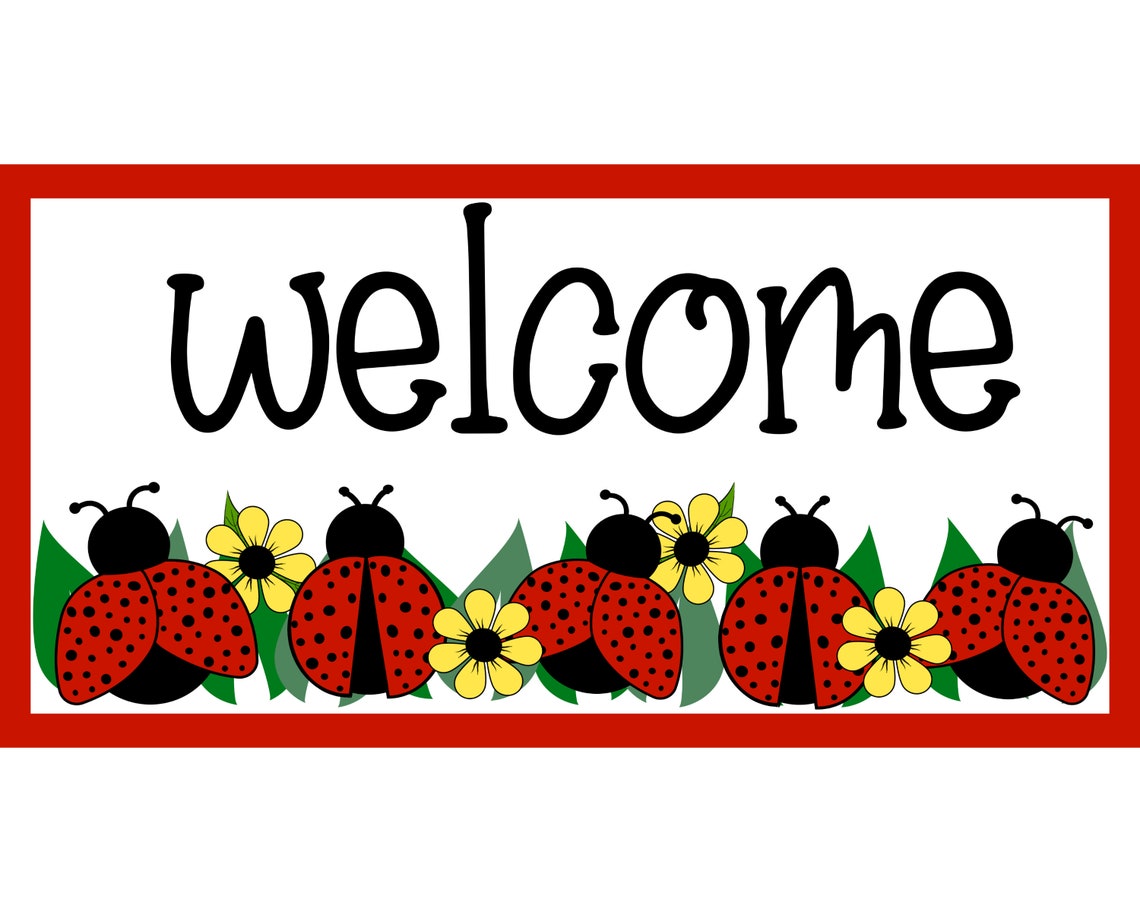 6x12 Welcome Ladybug Sign Front Door Decor Wreath Attachment | Etsy
