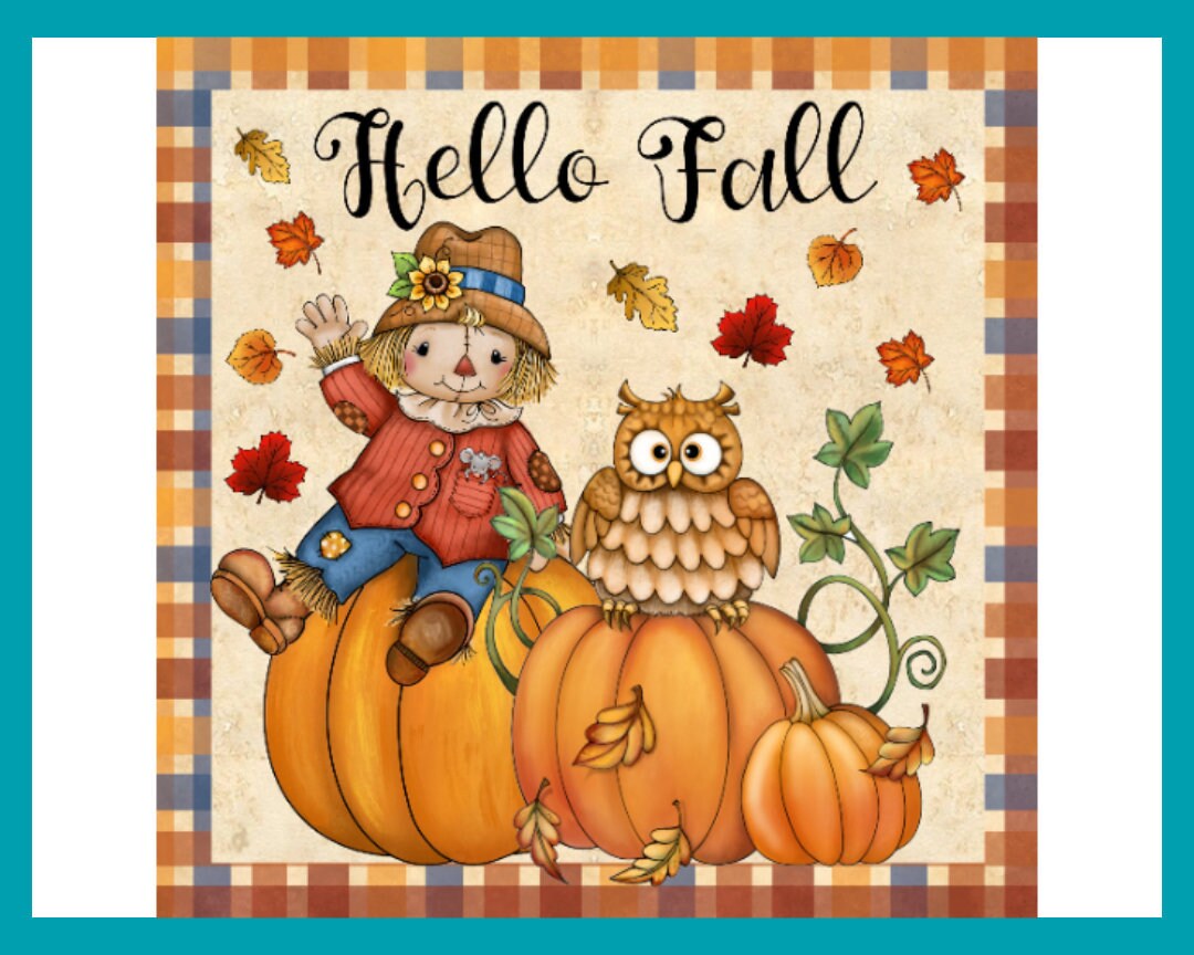 8x8 Hello Fall Sign Scarecrow and Owl Sign Fall Sign Wreath - Etsy