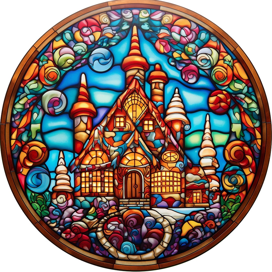 Stained Glass Gingerbread House Sign, Wreath Sign, Wreath Attachment - Etsy