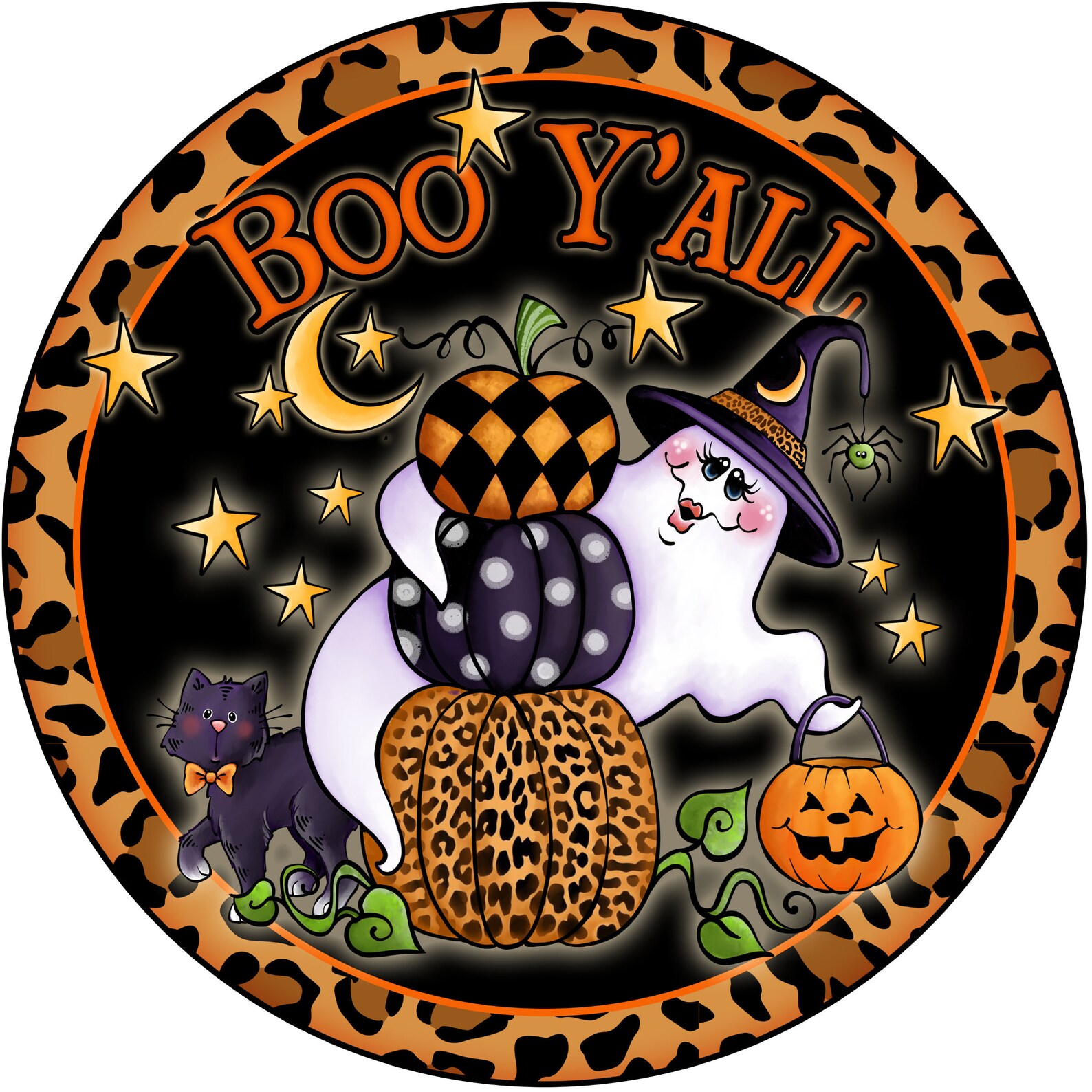 Round Boo Y'all Ghost Sign Halloween Sign Wreath Sign - Etsy