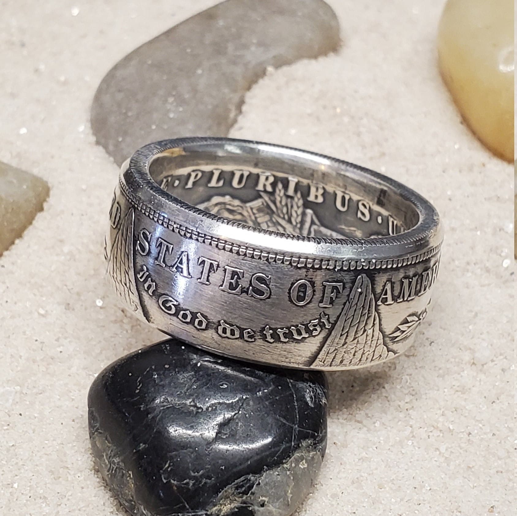 US Morgan Silver Dollar Coin Ring - Antiqued - Etsy