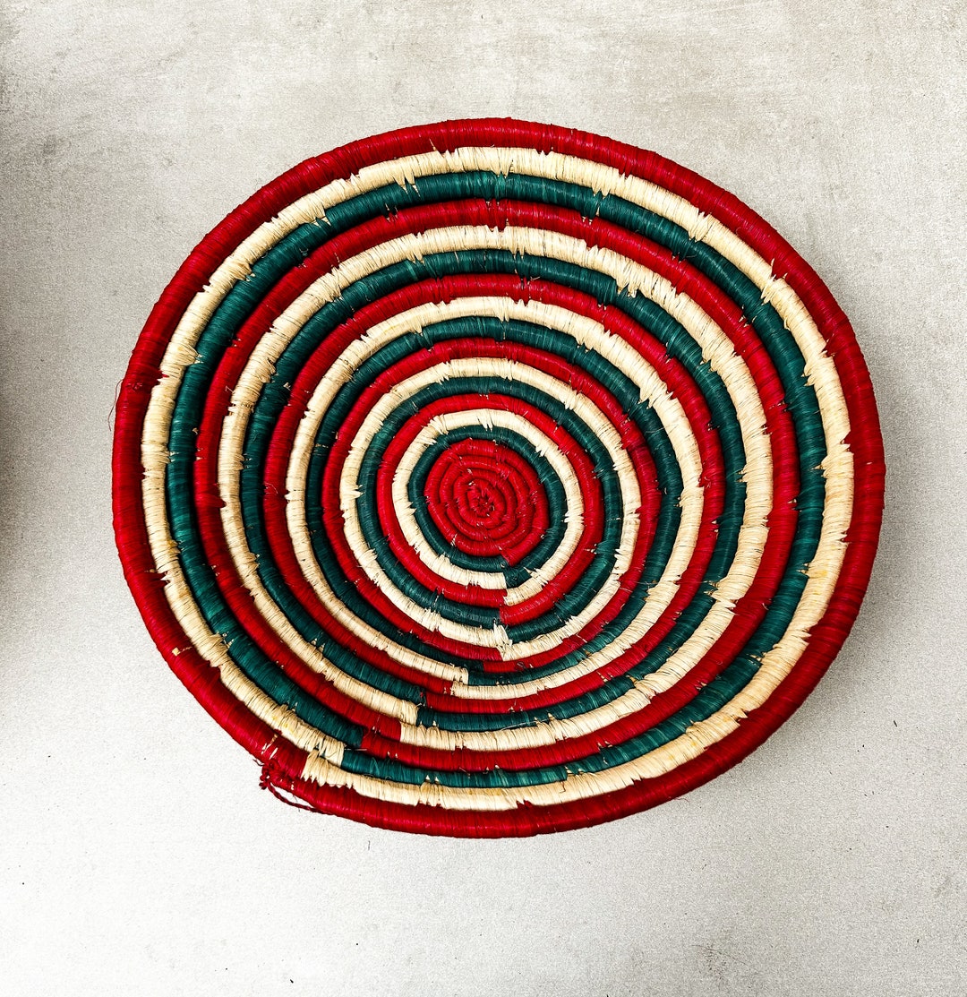 Handwoven Red Ugandan Wall Basket African Artisan Home Decor - Etsy