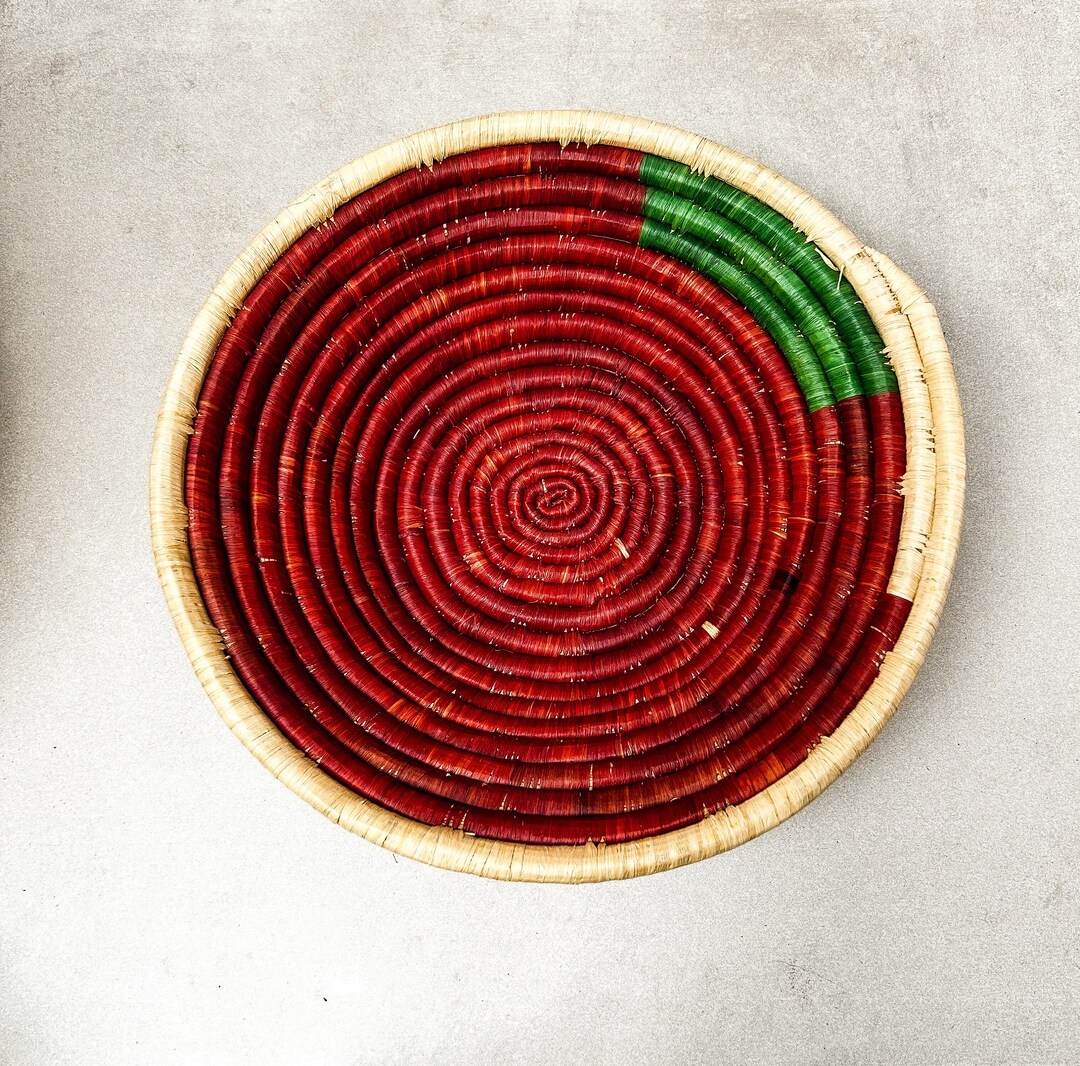 Handwoven Red Ugandan Wall Basket African Artisan Home Decor - Etsy