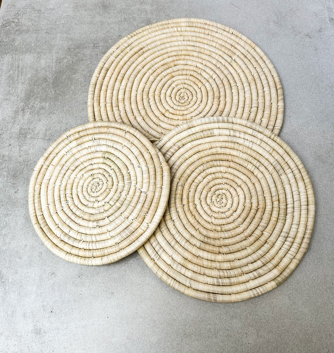 Set of 3 Handwoven Ugandan Wall Baskets Rustic Home Decor - Etsy