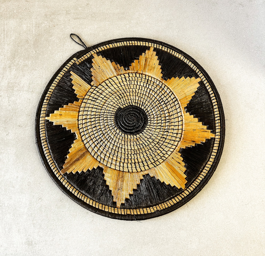 Flat Handwoven Ugandan Wall Basket Boho Decor African Wall - Etsy