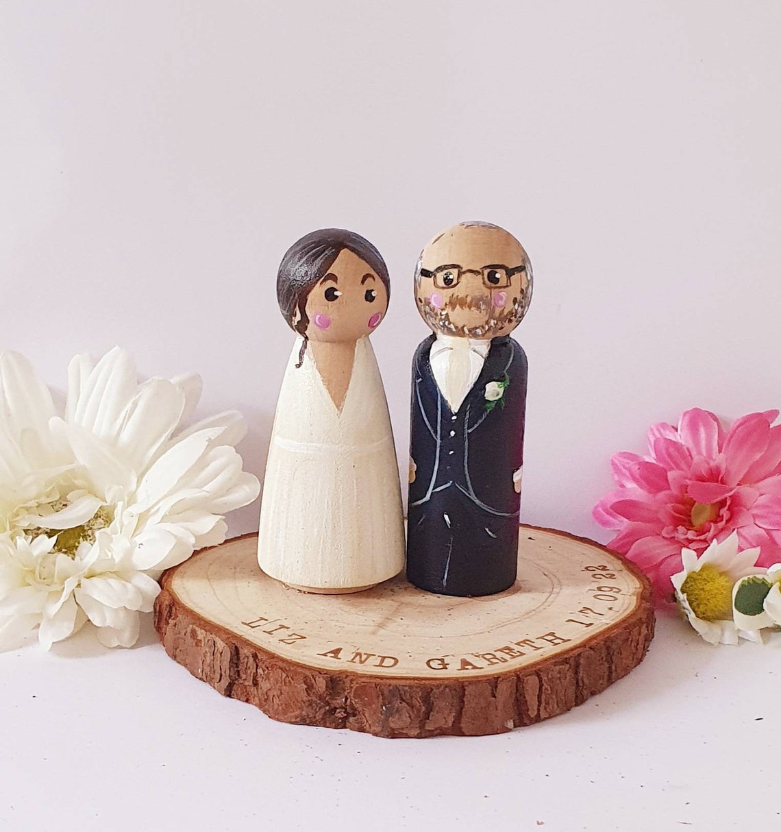 Bride and Groom Wedding Cake Topper Rustic Boho Cake Topper - Etsy
