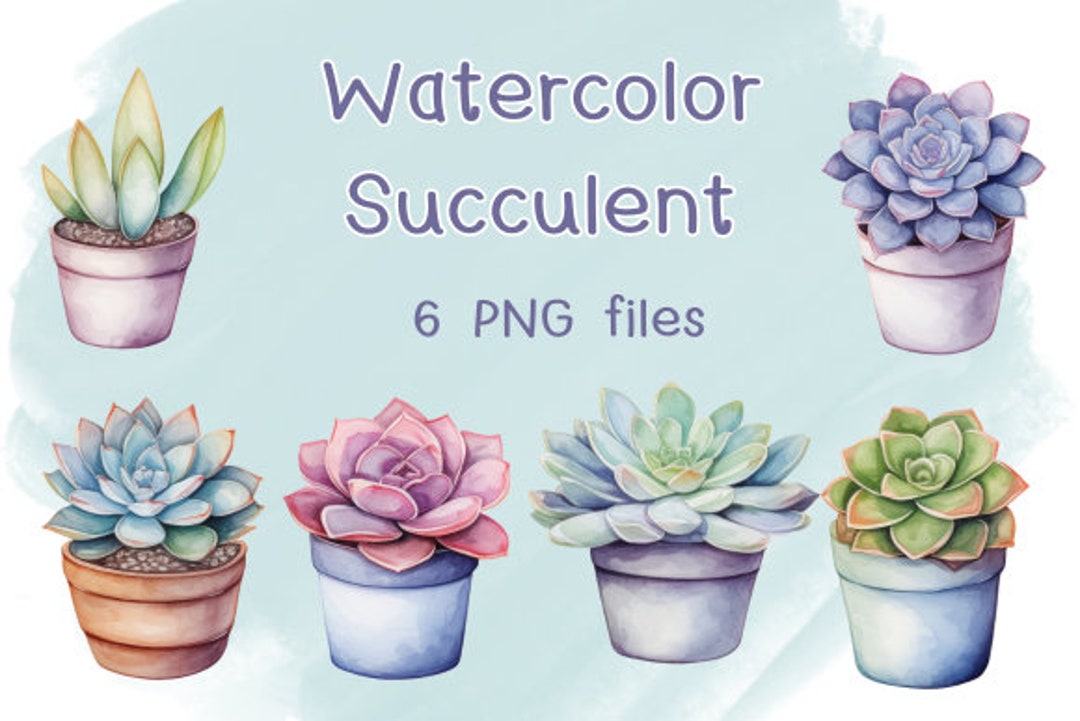 Watercolor Succulent Clipart Instant Download - Etsy
