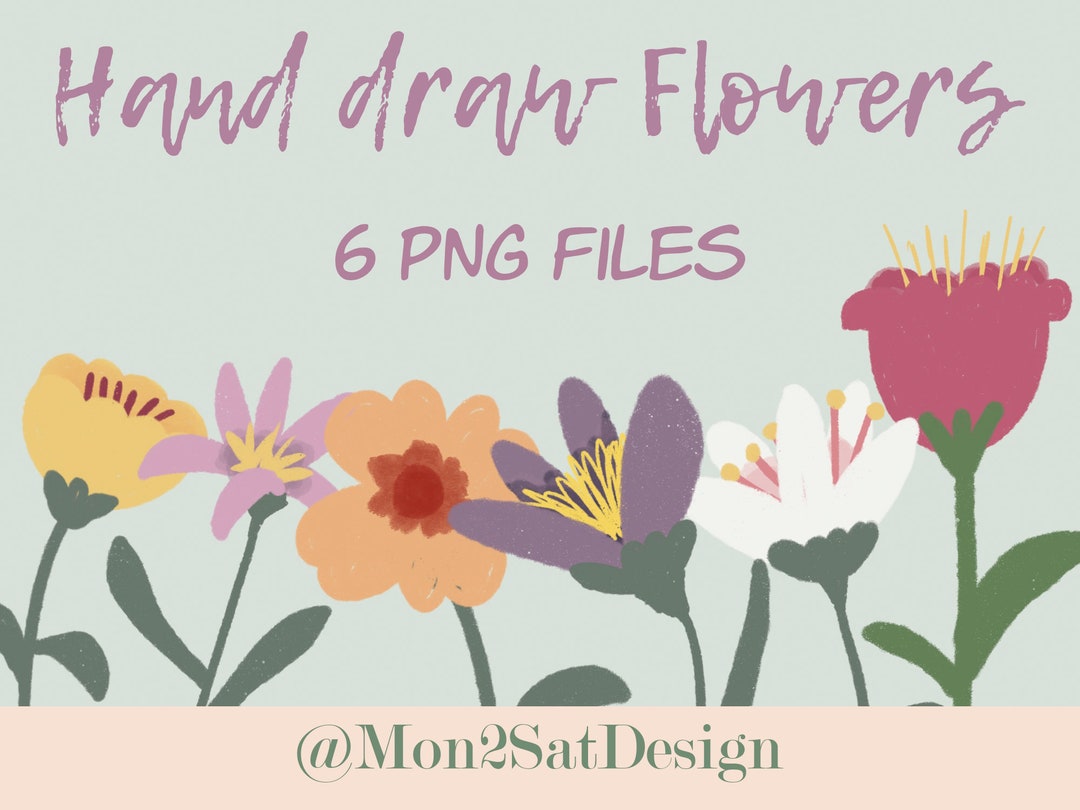 Flower Hand Drawing PNG - Instand Download - Etsy