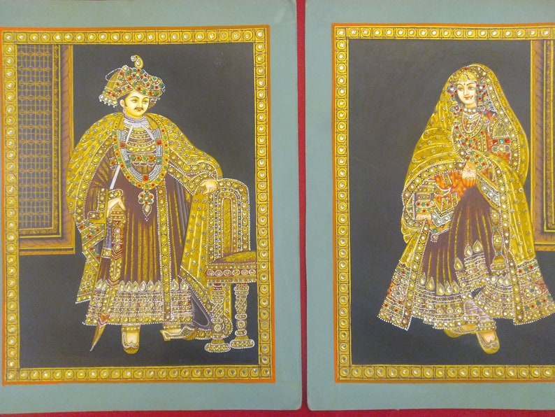 Hand Painted Royal King Queen Detailed Miniature Painting Fine - Etsy India