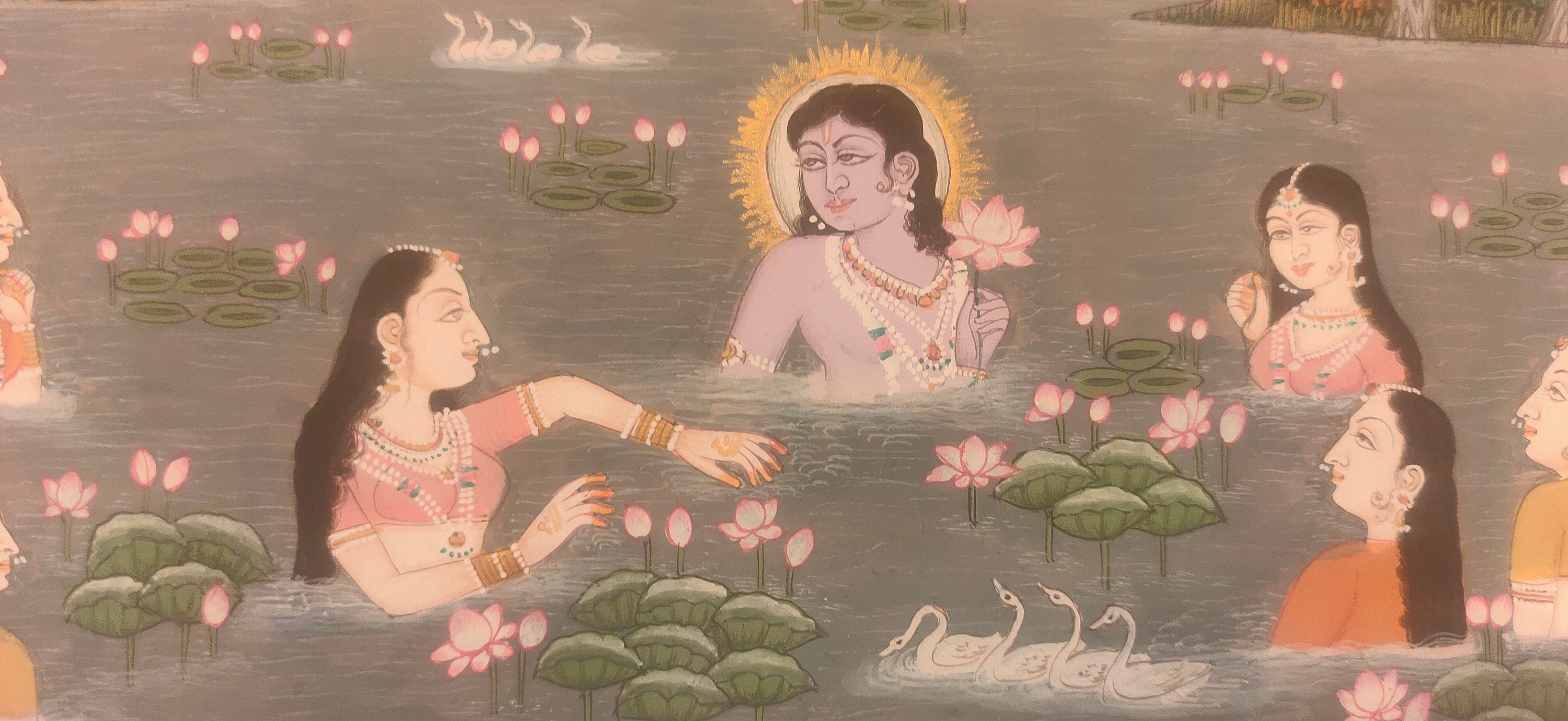 Original Krishna With Friends Hand Painted Indian Miniature | Etsy