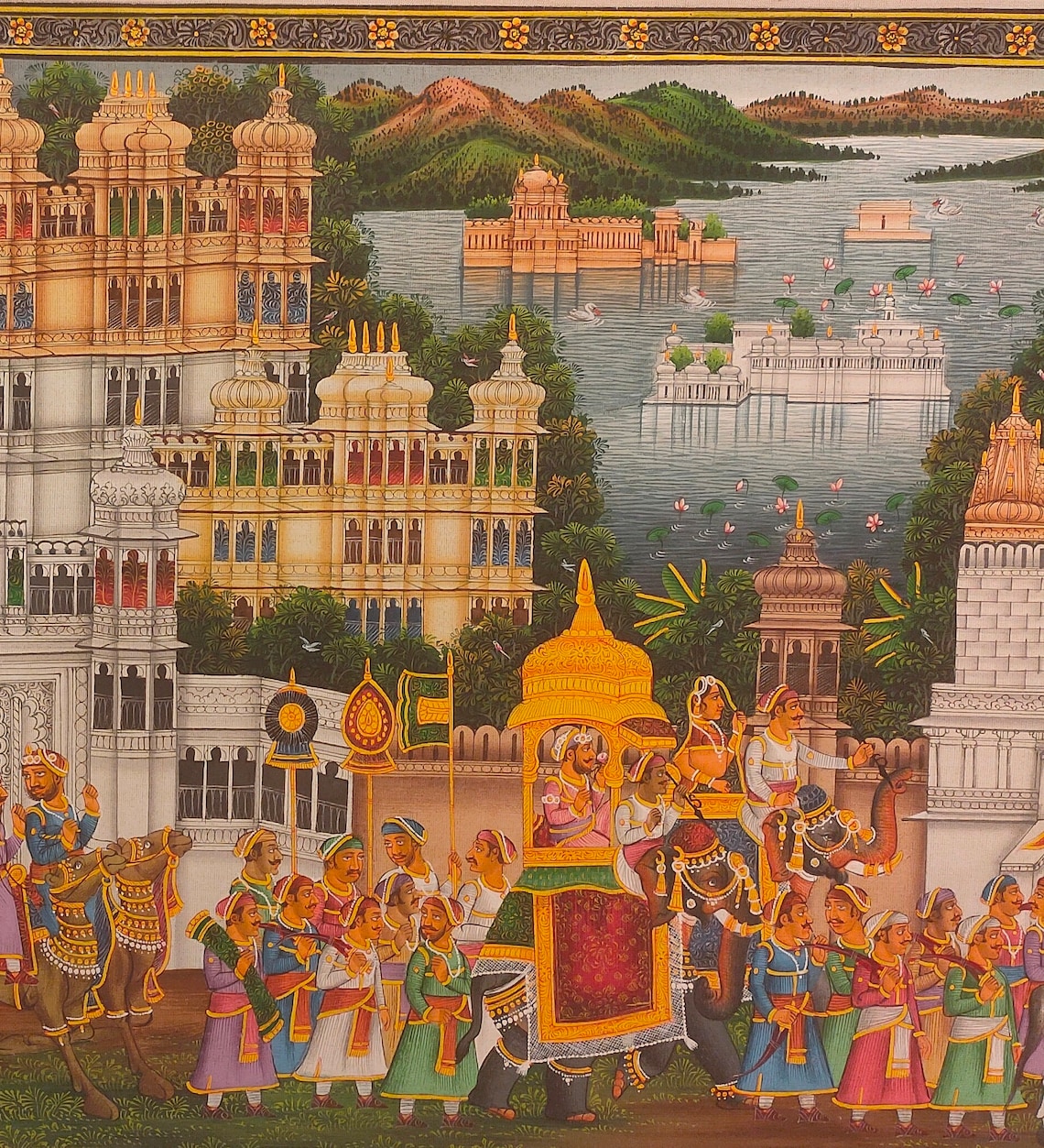Hand Painted Fine Udaipur Royal King Queen Procession Painting | Etsy