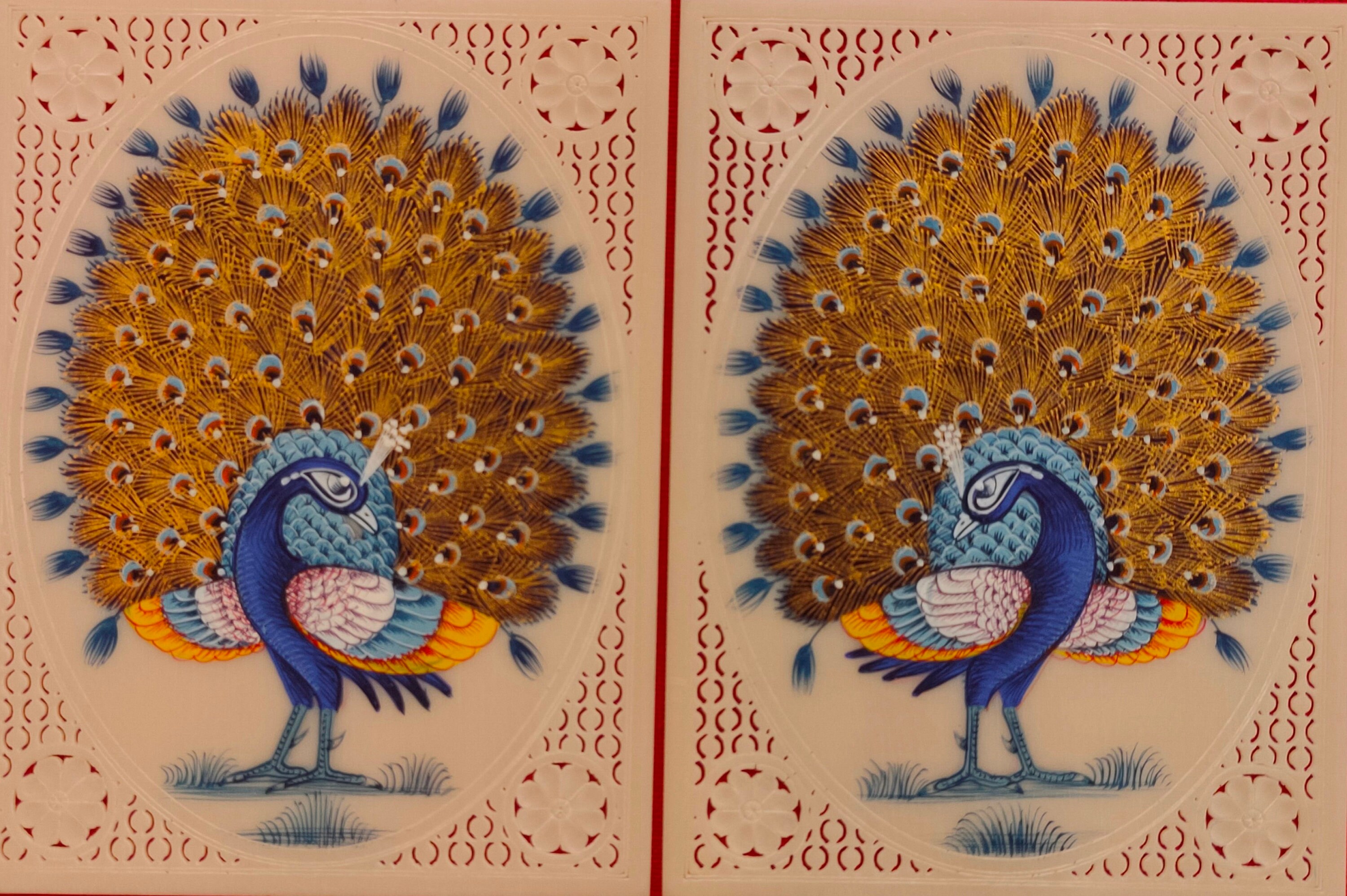 Handmade Peacock Bird Pair Indian Miniature Painting | Etsy