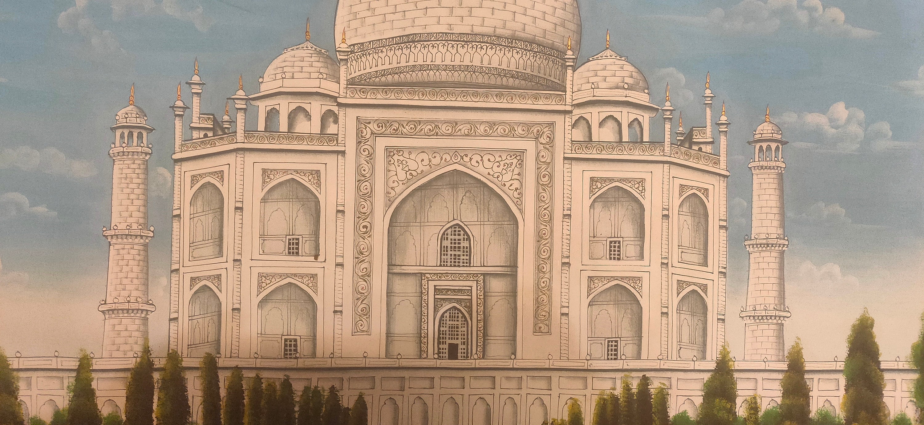 Hand Painted Mughal Indian Miniature Painting Taj Mahal | Etsy