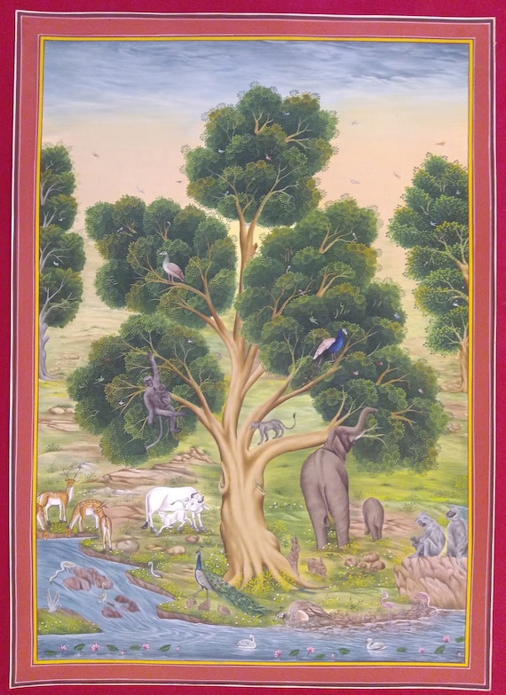 Indian Hand Painted Tree of Life Art Work Miniature Painting | Etsy
