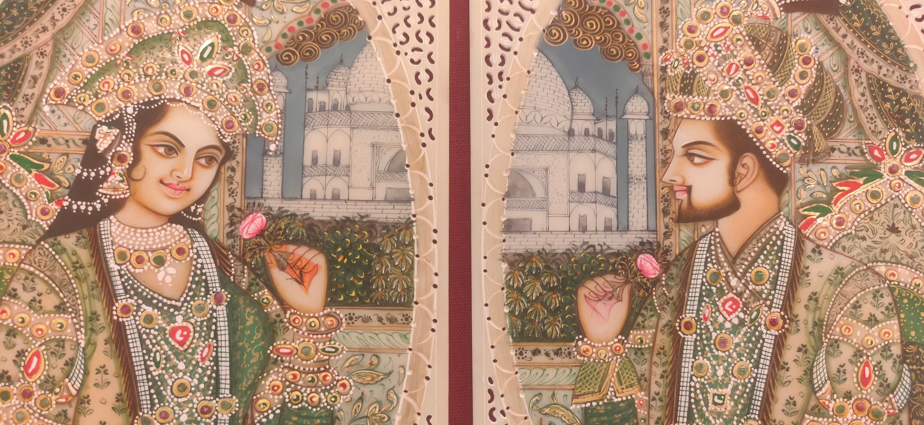 Hand Painted Mughal Shah Jahan Mumtaz Pair Romance Detail - Etsy