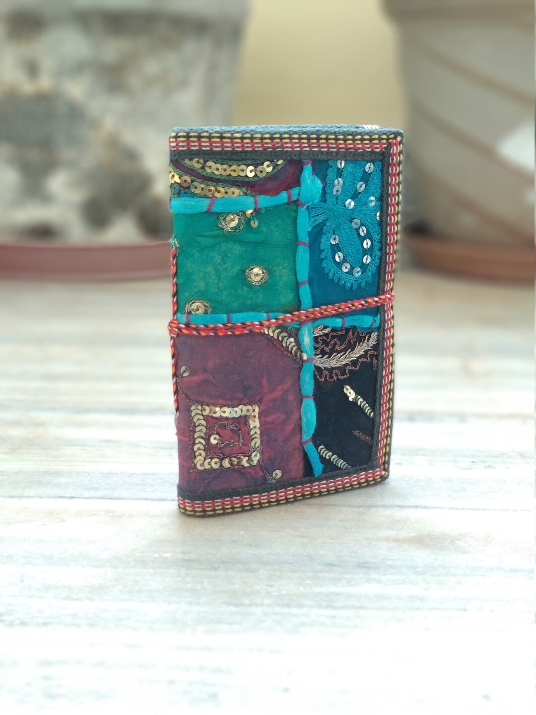 Beautiful Assorted Sari Fabric Leather Notebook Diary, Unlined Handmade ...