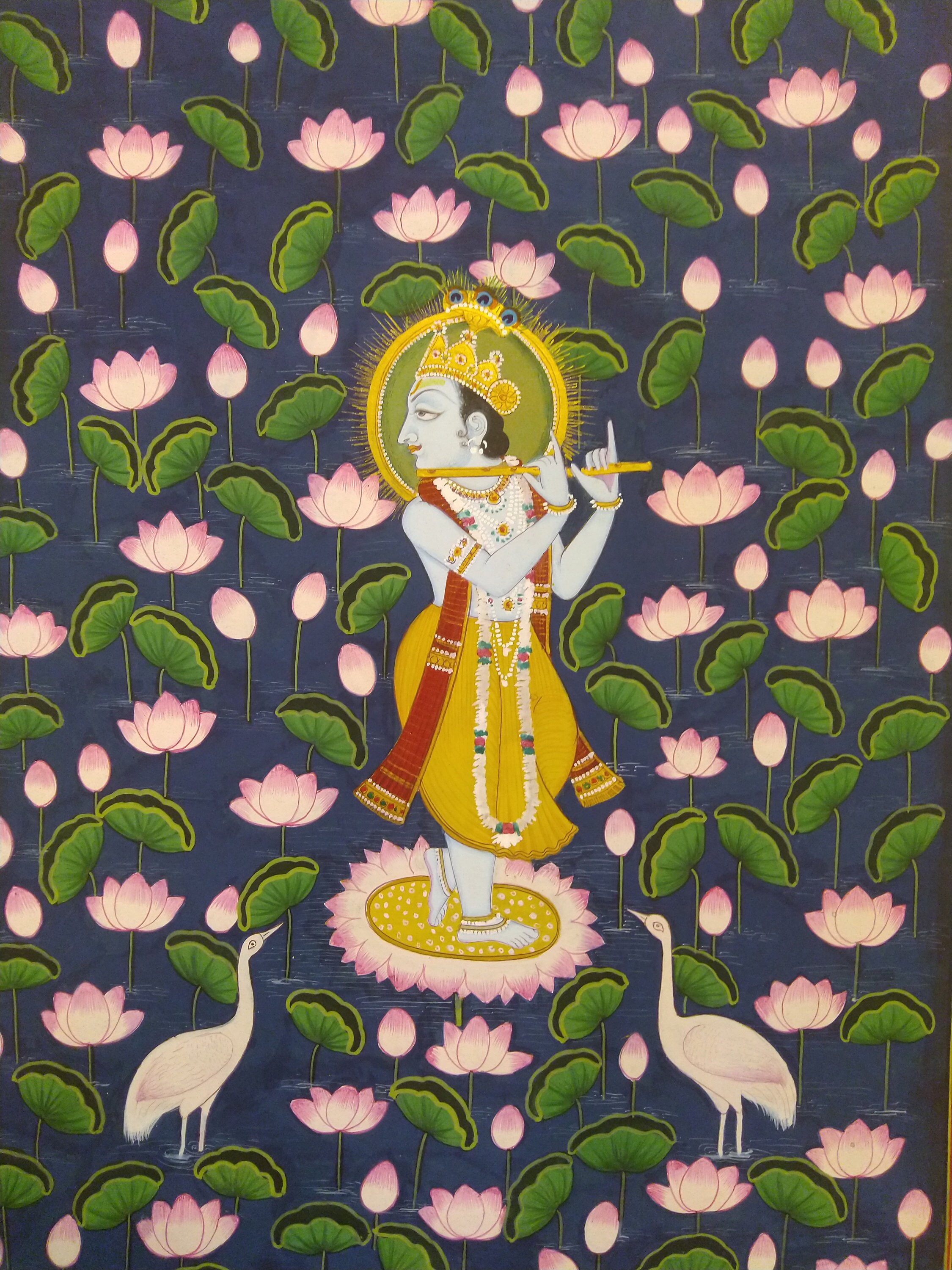 Krishna with Flute Handmade Fine Indian Miniature Painting | Etsy