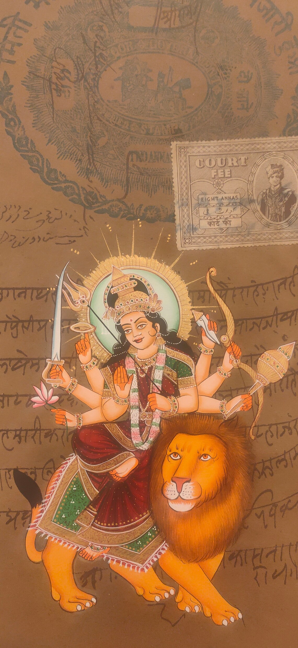 Indian Goddess Durga Finest Rajasthani Miniature Painting | Etsy